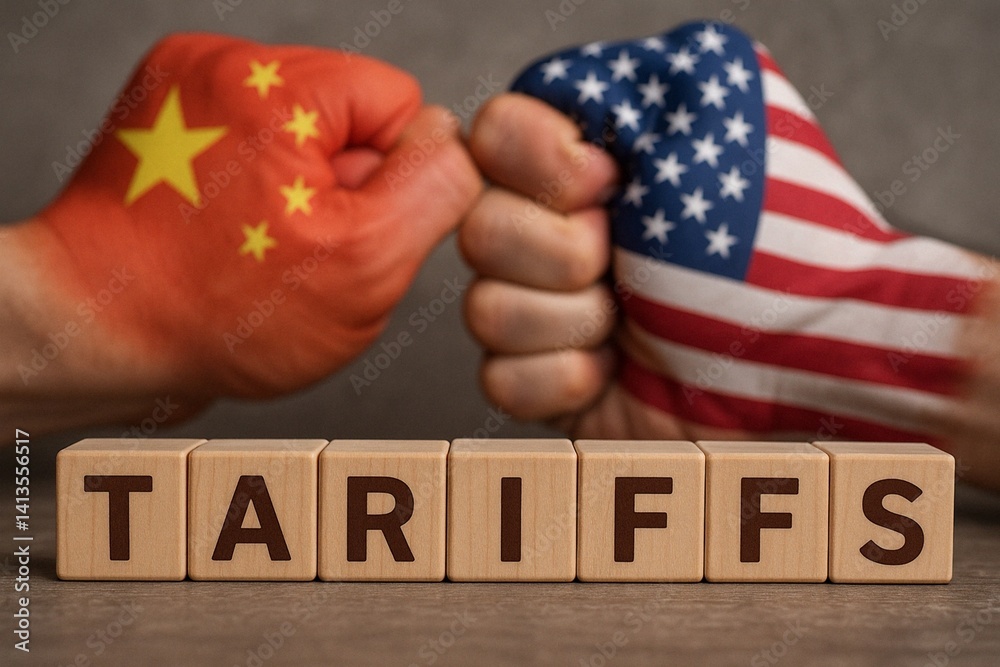 China and USA trade war with tariffs as symbol of conflict Stock Photo | Adobe Stock