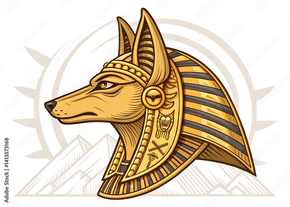 Anubis, Ancient Symbol: An intricately illustrated depiction of Anubis ...