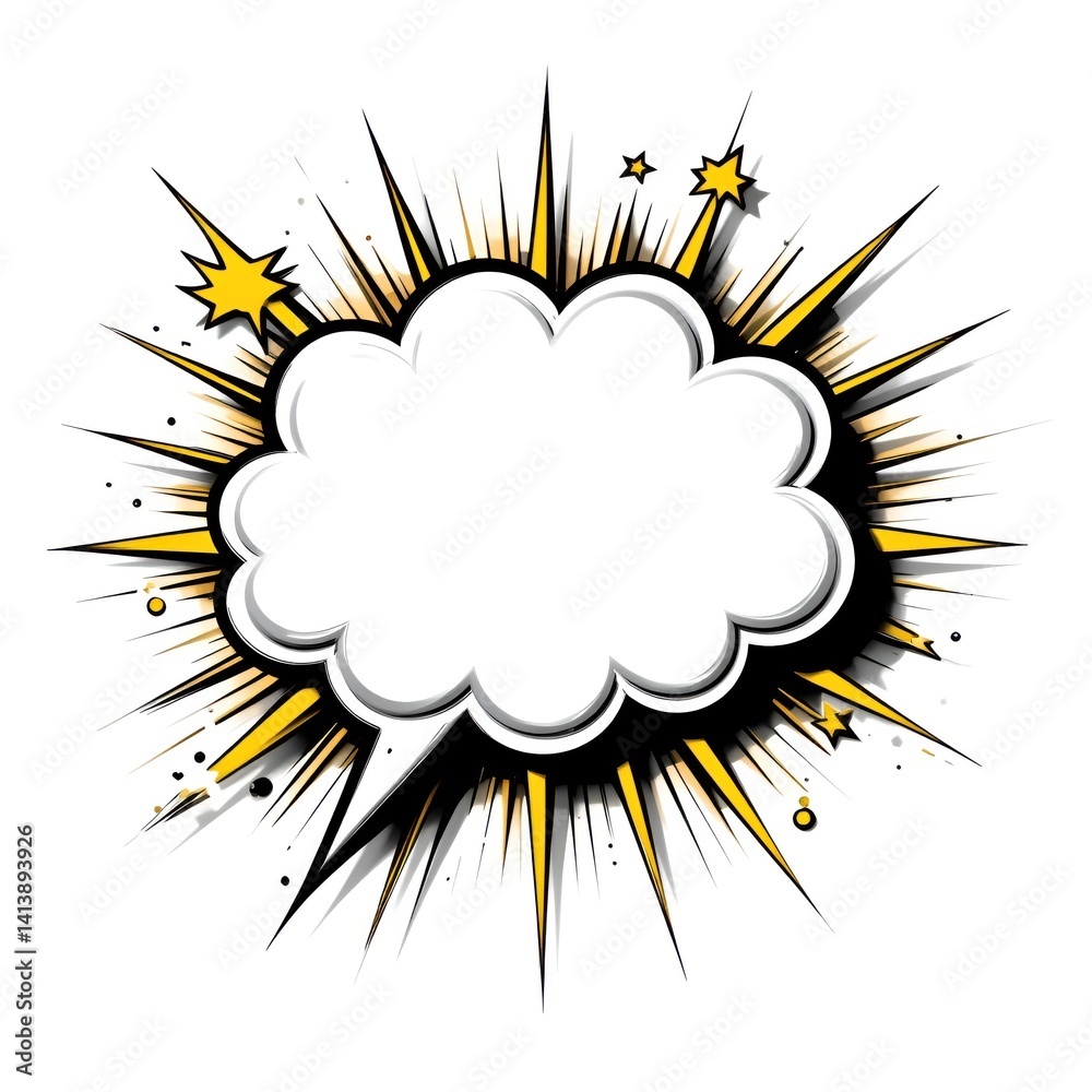 Dynamic Comic Book Speech Bubble with Starburst Effect Blank Template for Design Projects Stock ...