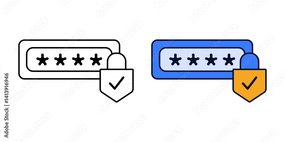 Strong Password Manager Icon In Outline And Color Style Featuring A
