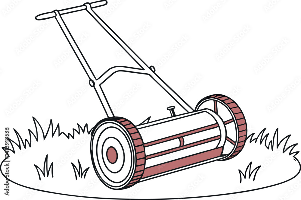 Cylinder Mower Vector Illustration Stock Vector | Adobe Stock