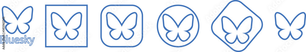 Bluesky logo icon set. Bluesky butterfly vector collection isolated on ...