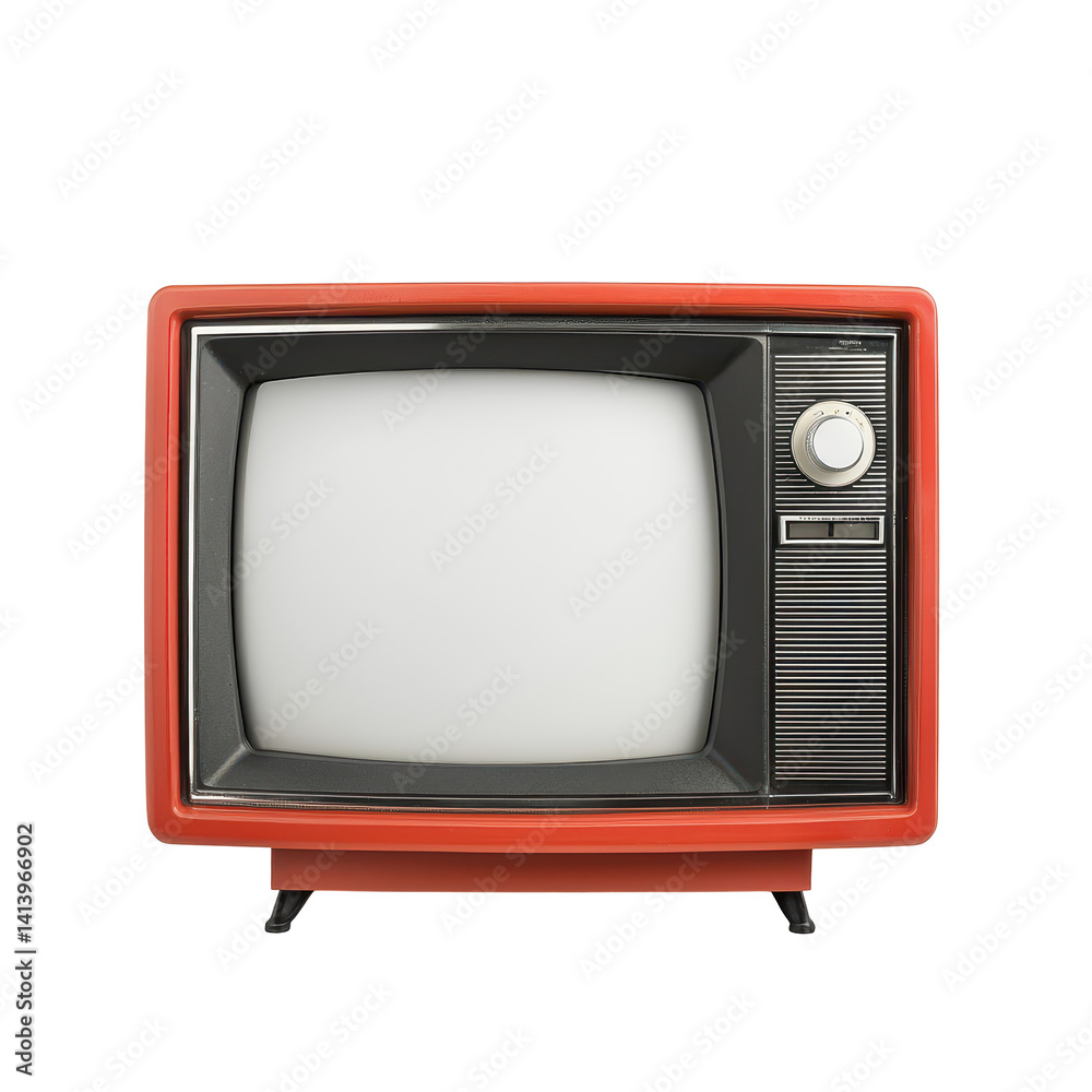 Vintage television set with a retro design featuring a small screen ...