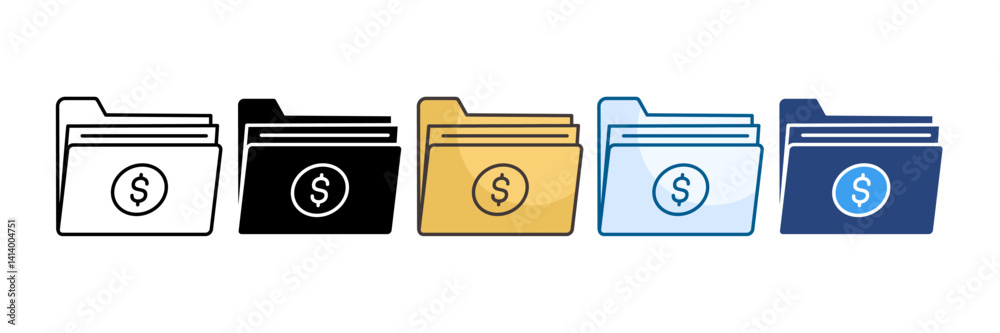 Bank Folder Icon Set Multiple Style Collection Stock Vector | Adobe Stock