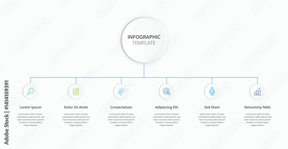 Infographic 6 Step timeline journey. Presentation graph, flat simple ...