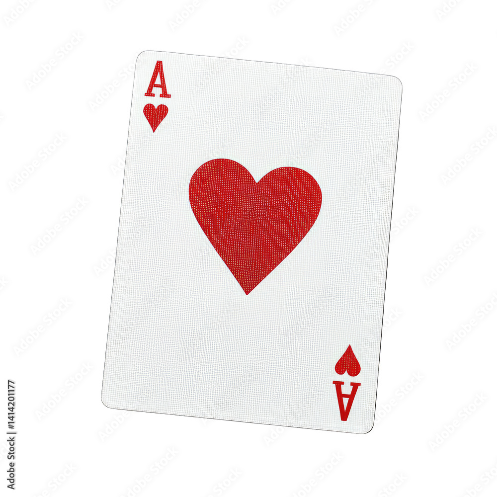 an ace of hearts playing card featuring a large red heart symbol and ...