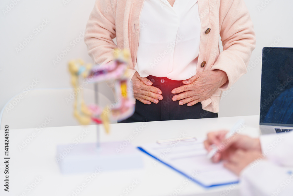 Elderly woman Patient consultation with doctor for Colon disease, Large ...
