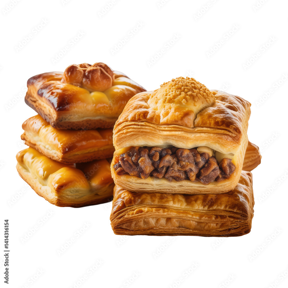 Flaky Pastries with Nut Filling and Sweet Toppings in a Cozy Bakery ...