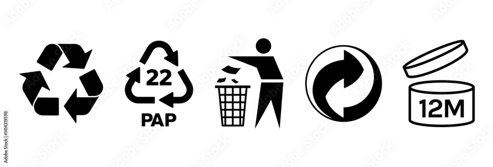 Set recycle sign or packaging sign for products. Period After Opening ...