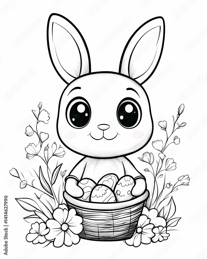 Printable Easter Bunny Coloring Page for Kids Activity Stock ...