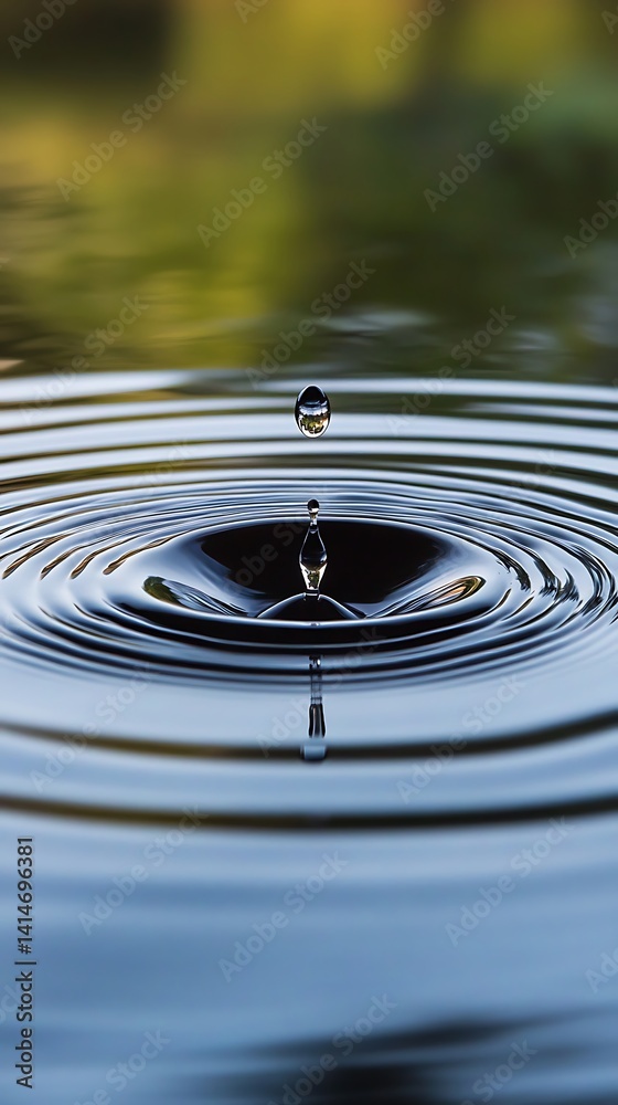 Water Drop Impact on Lake Surface with Expanding Ripples and ...