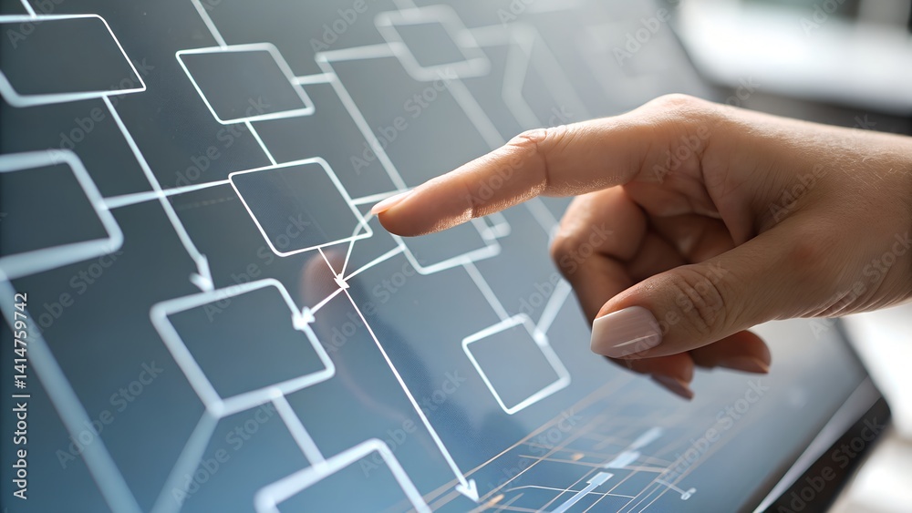 Стоковое фото «Business process and workflow automation with flowchart. Scheme of hierarchy ...