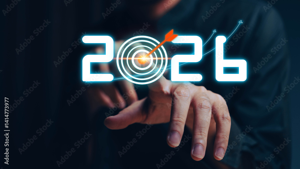 Businessman analyzing 2025 profit growth performance for the 2025-2026 ...