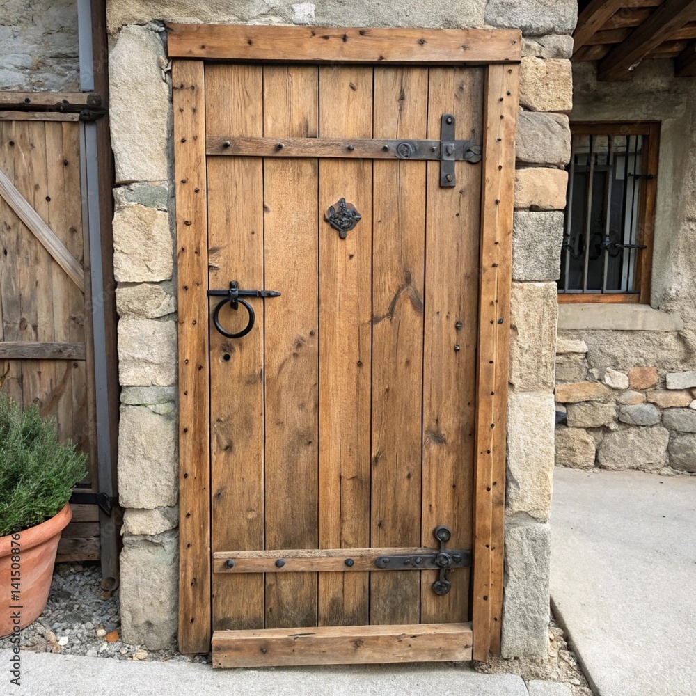 Vintage rustic wooden farmhouse door made from reclaimed wood planks ...