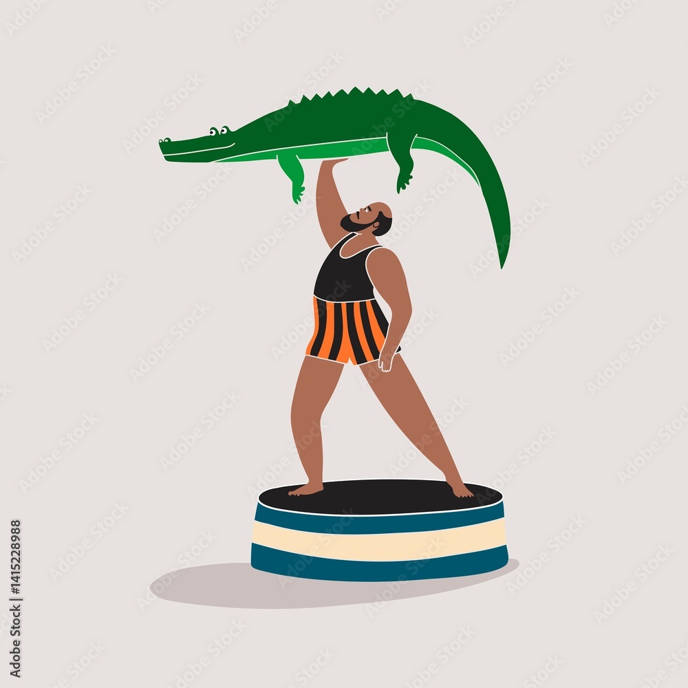 Circus strongman, character illustration design Stock Illustration ...