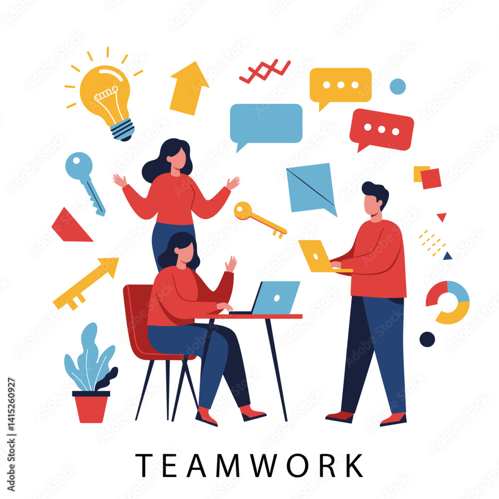 Teamwork and Collaboration: Three individuals collaborate around a ...