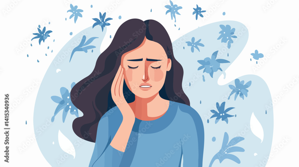 Hysterical Adult Woman Crying in Pain, Emotional Sadness EPS Image ...