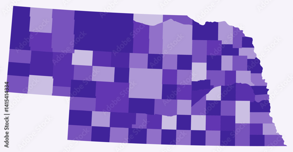 Vector de Stock Map of Nebraska with counties. Just a simple state ...
