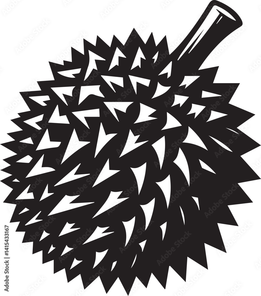 Vector de Stock Beautiful Black Durian Vector Silhouette Art This Is An ...