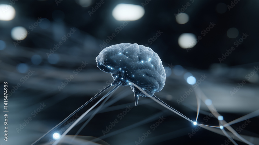 Smart Devices Connected to Neural AI Core in Digital Network Stock ...