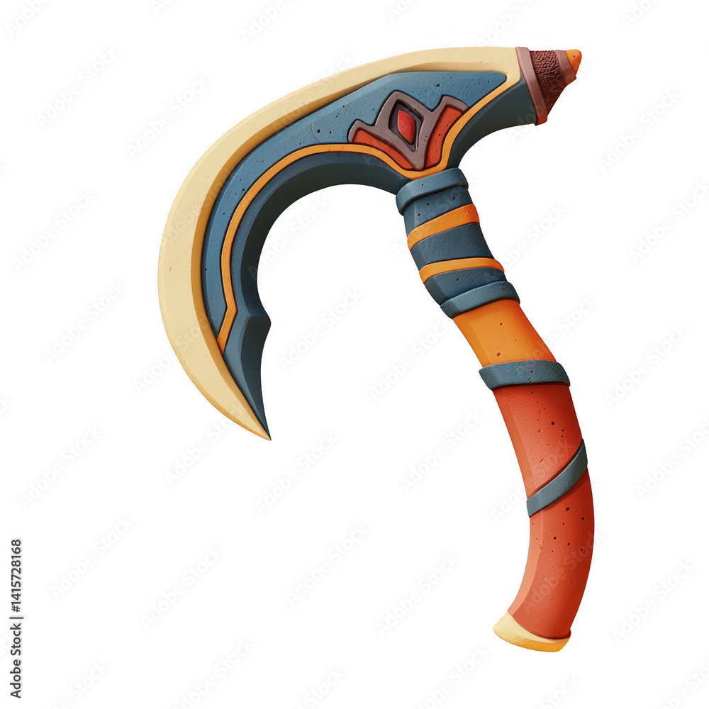 Cartoon Scythe png mockup in 3d without background for decoration ...