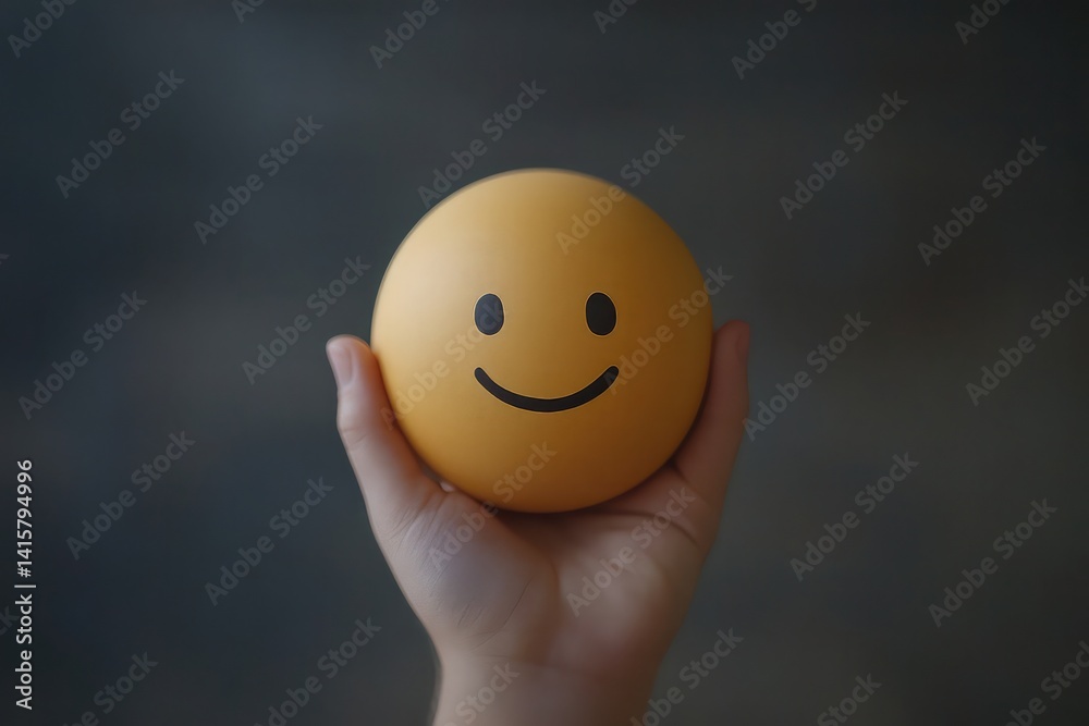 Hand holding a neutral face emoji, representing indifference and ...
