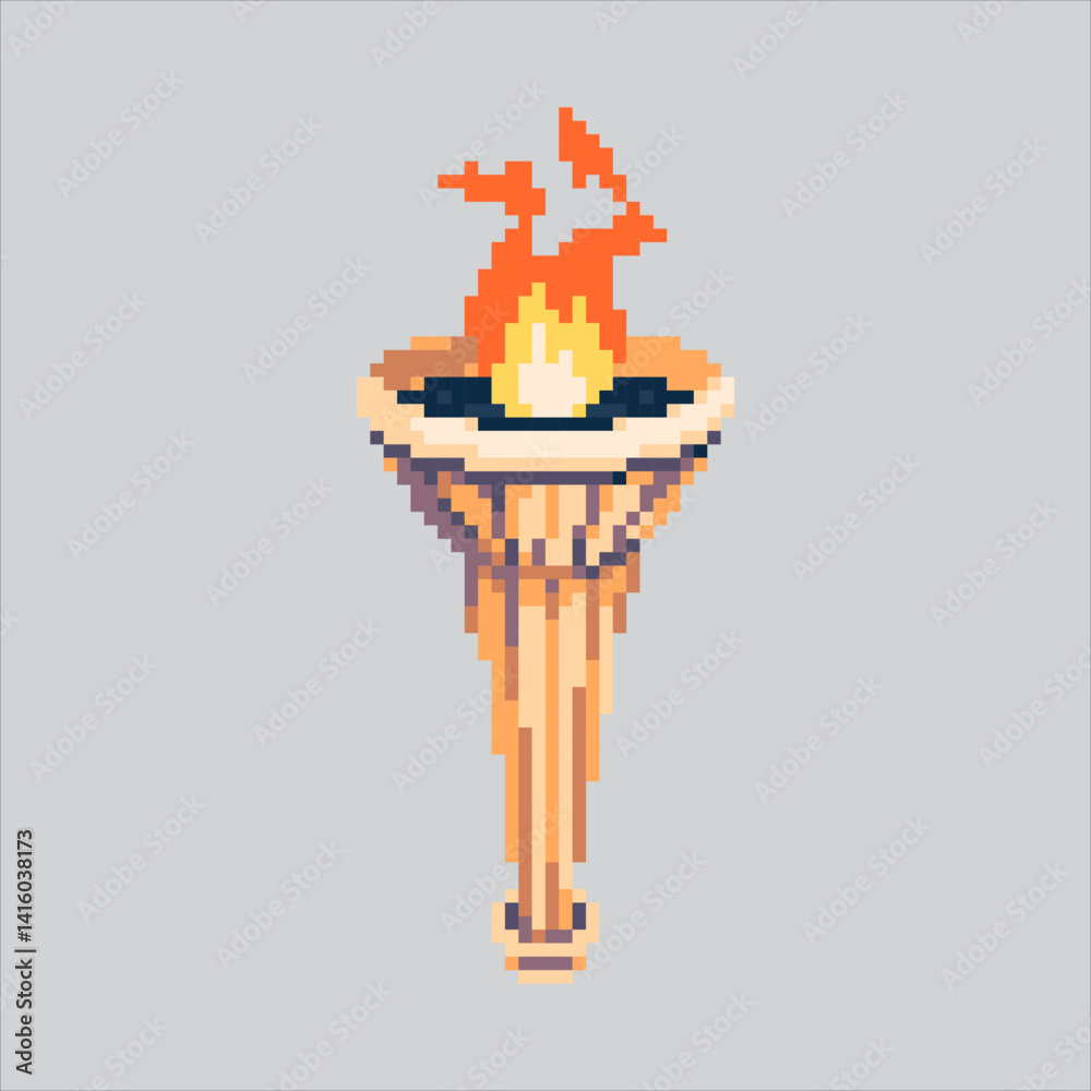 Pixel art illustration Greek Torch. Pixelated Roman Torch. Roman Greek ...