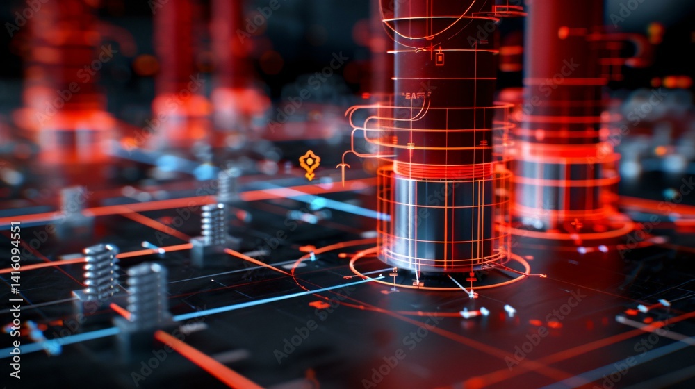Construction grid mapping the column locations, foundation footings ...