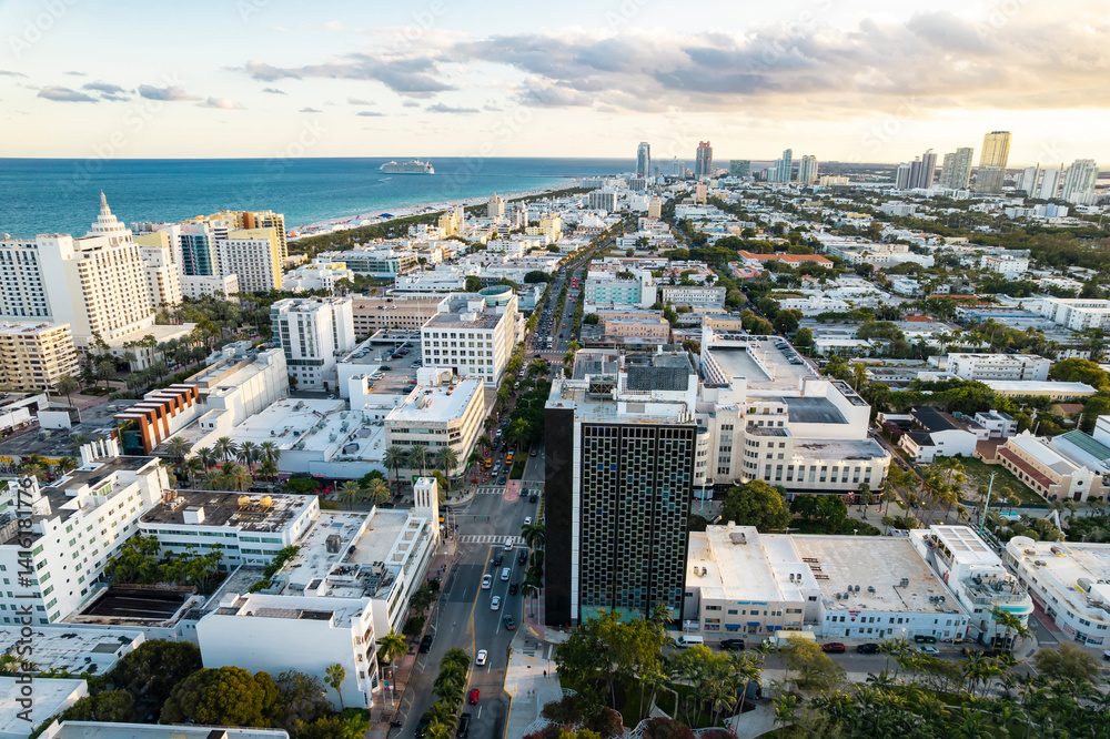 Miami Beach, Florida: Feb 23, 2025 – Drone image shows South Beach’s ...