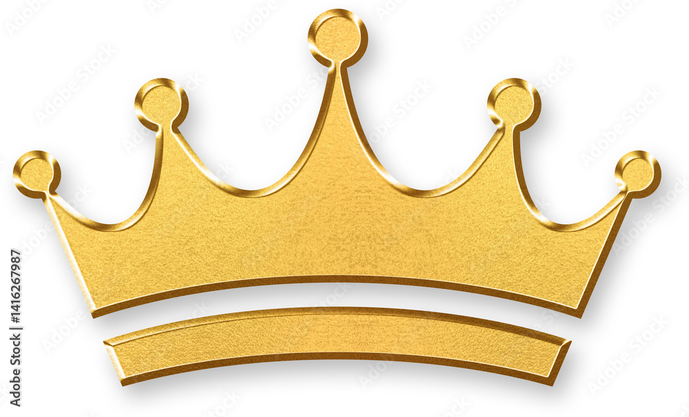 Gold Crown Icon – 3D Glossy Golden Royal Crown Symbol with Metallic ...