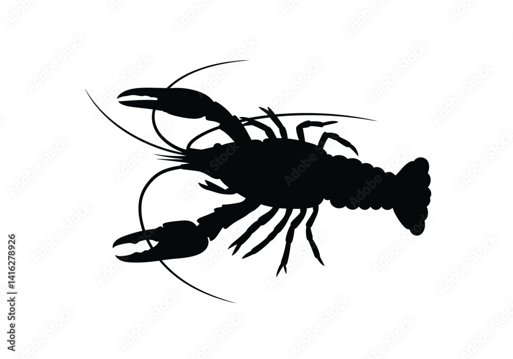 Crawfish silhouette. This image shows a crawfish, also known as ...