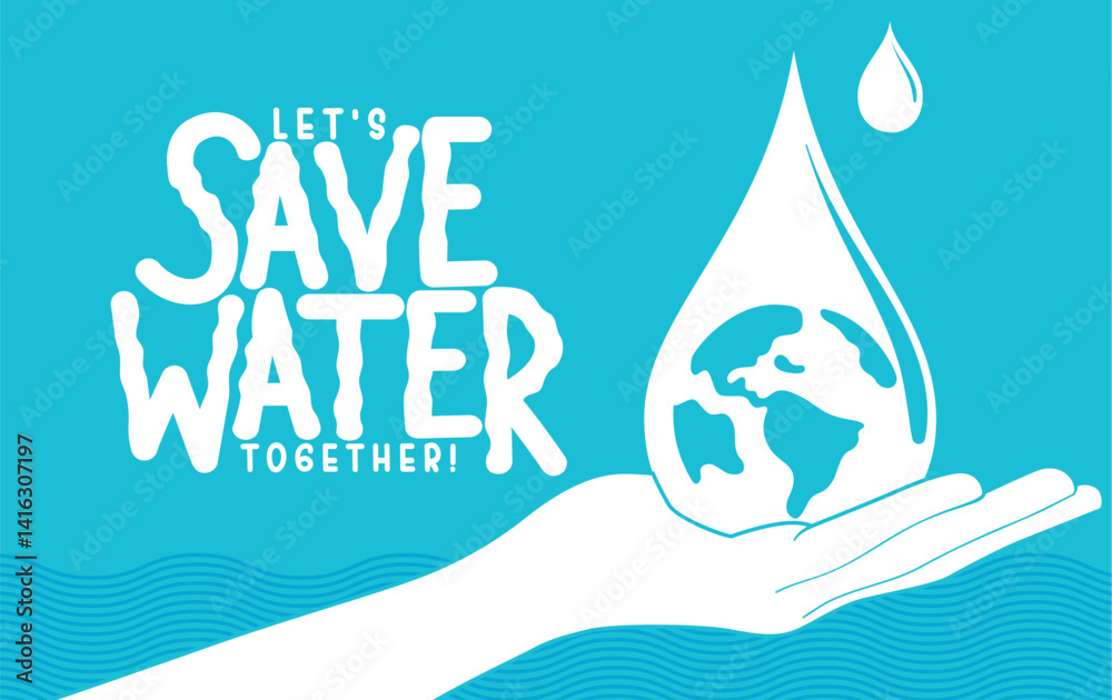 Let's save water poster clipart design. Save water environmental clip ...