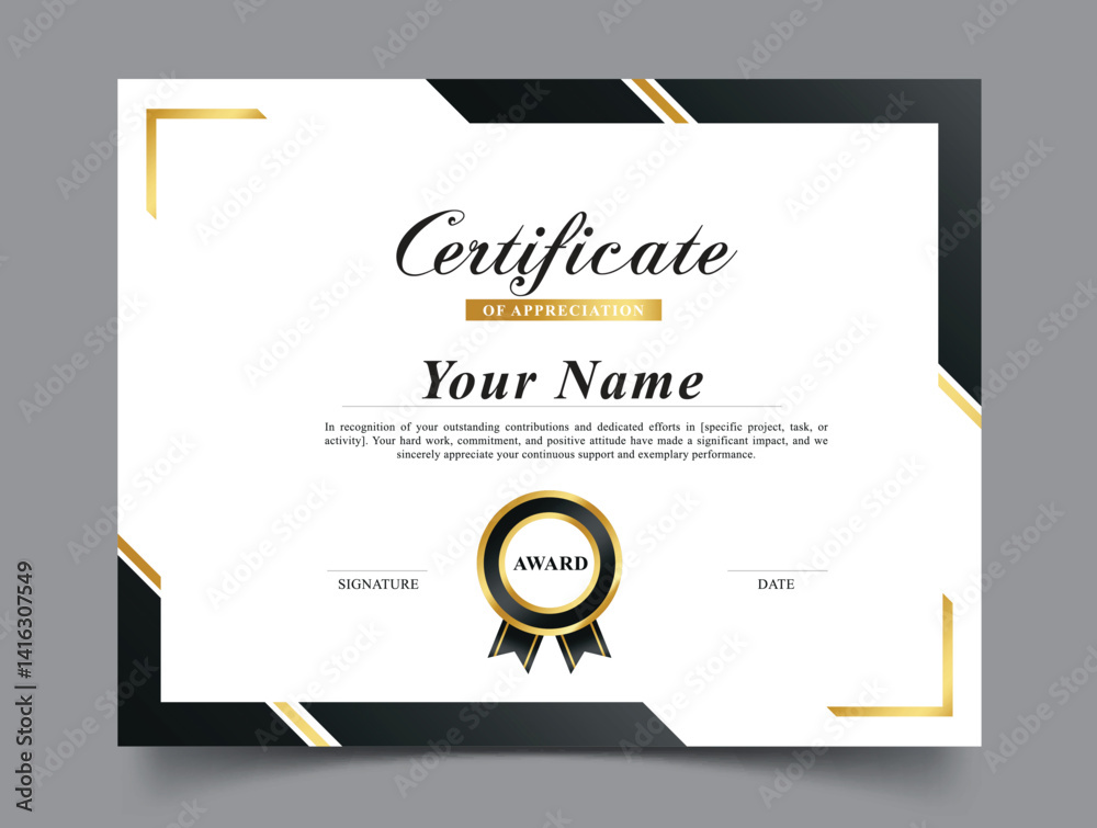 Certificate of appreciation black template clipart. Appreciation award ...