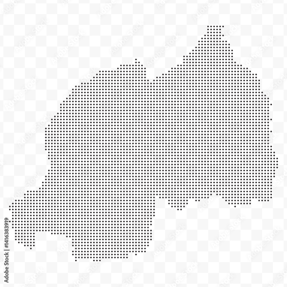 Vector Illustration of Dotted Map of Rwanda in black on Transparent ...