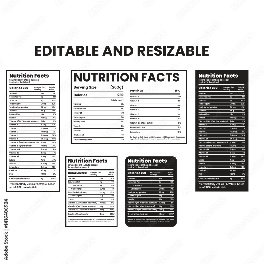 supplement facts and vitamin facts template nutrition facts template ...
