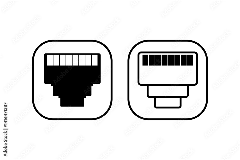ethernet, network port icon set. vector illustration, pictogram ...
