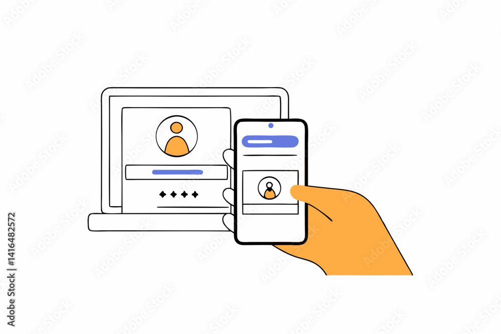 SaaS User Login with 2FA Icon, Vector showing secure login to SaaS ...