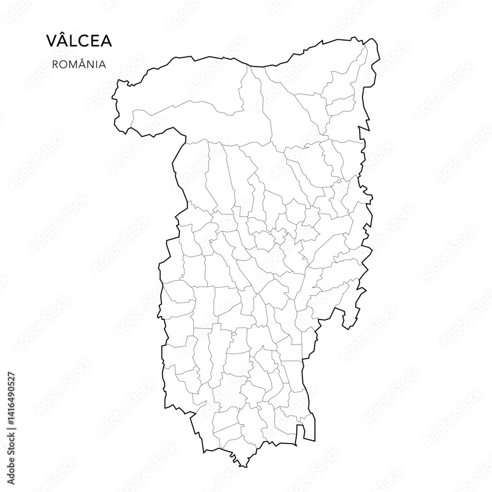 Vector Map of Vâlcea County (Județul Vâlcea) with all Administrative ...