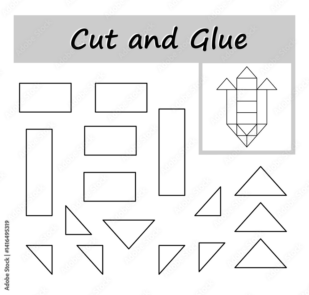 Paper game for kids. DIY worksheet. Color, cut out the parts of the ...