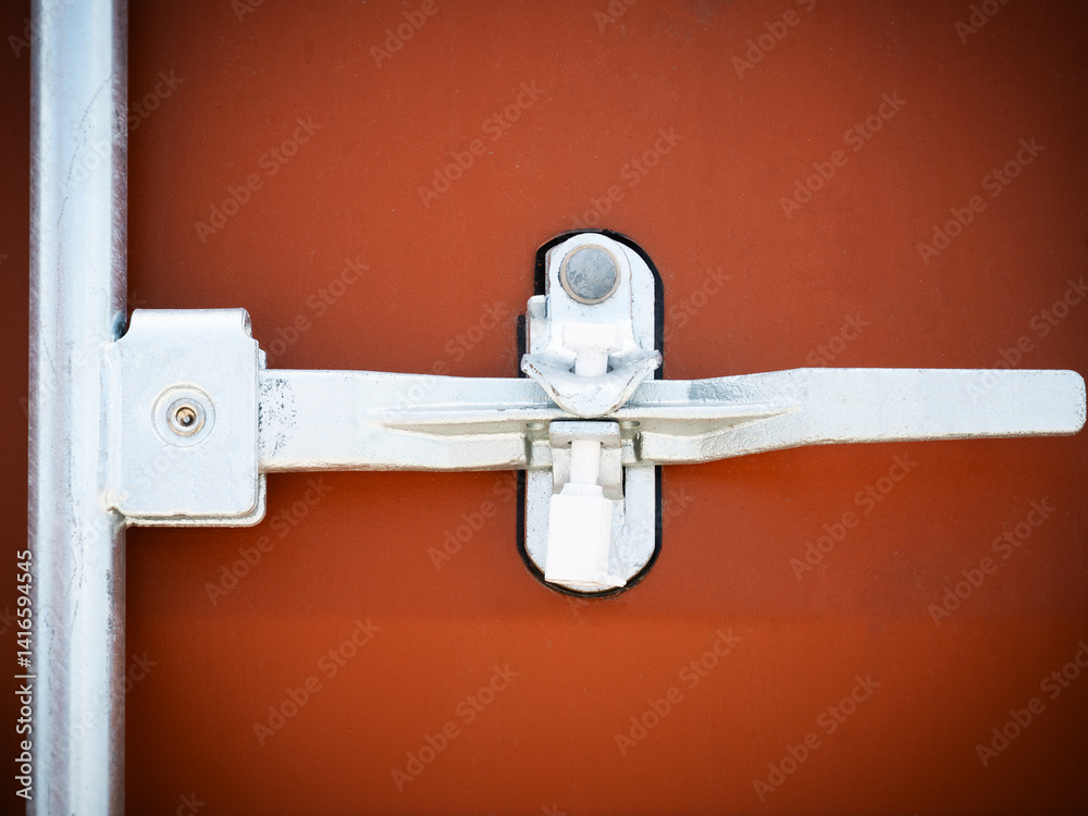 Container door locked with protective lead seal. Box container ...