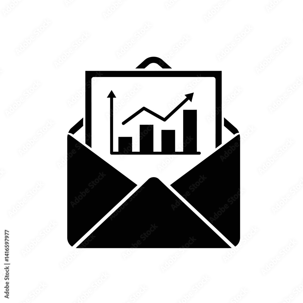 Email Marketing Report Growth Chart in Envelope Icon Stock Vector ...