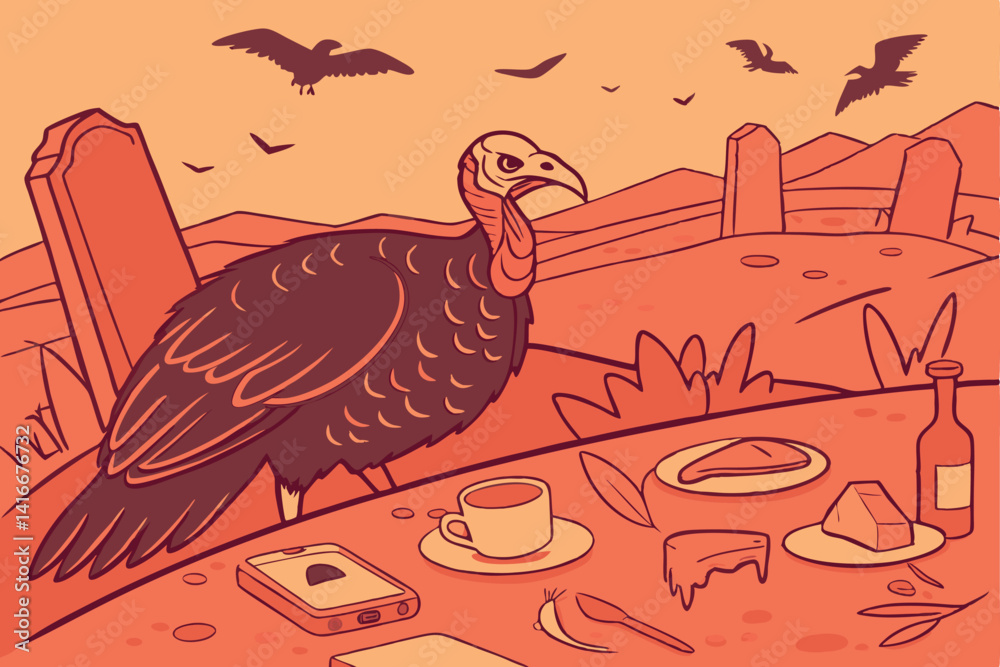18 Thanksgiving apocalypse, giant mutant turkey, destroyed dinner table ...