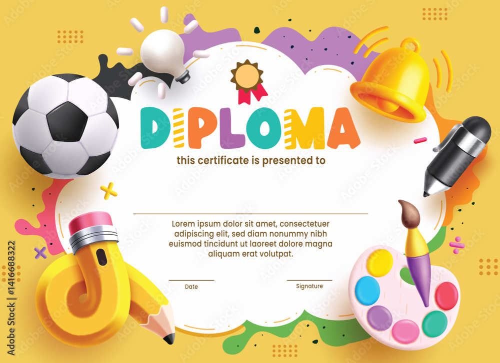 Graduation school certificate clipart template. School diploma for ...
