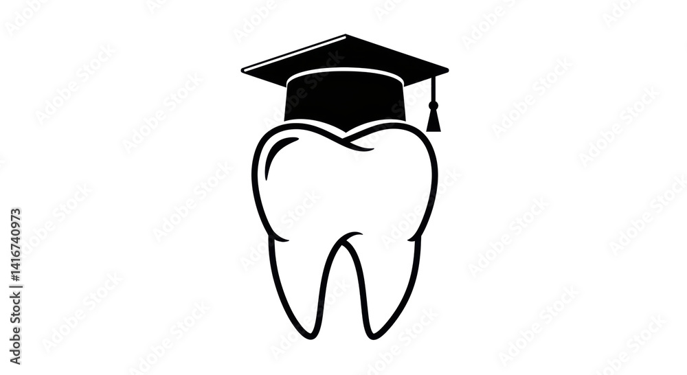 Isolated Tooth with Graduation Cap Stock Illustration | Adobe Stock