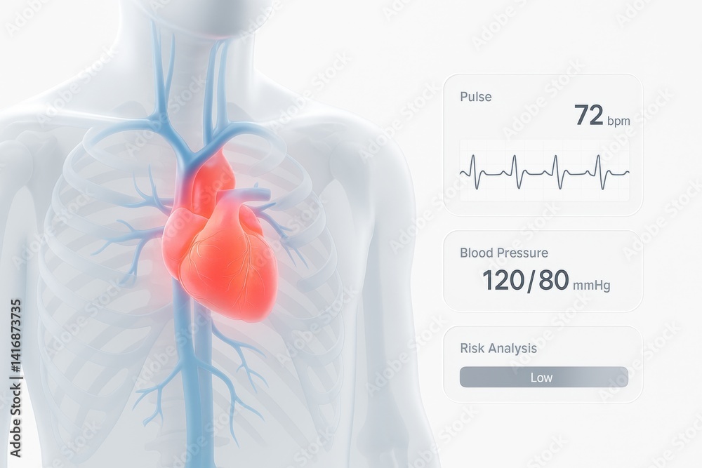 Vital Signs: Medical illustration of a human heart and circulatory ...