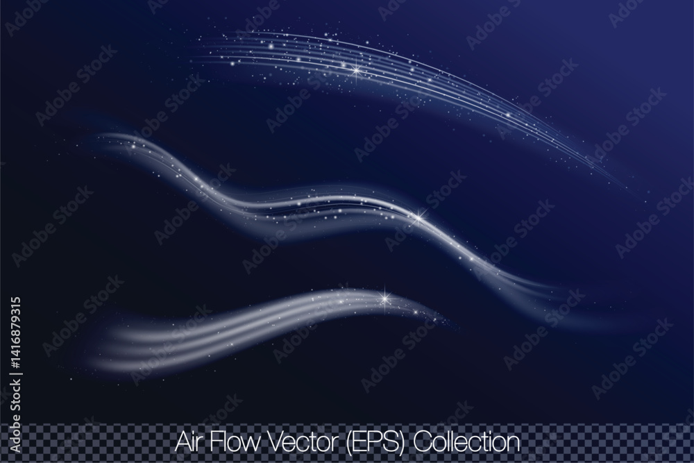 Flow of cooled air with white elements of cold glow, vector (EPS ...