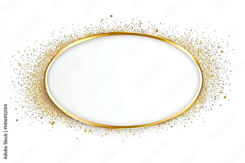 Gold oval frame with scattered glitter Stock Photo | Adobe Stock