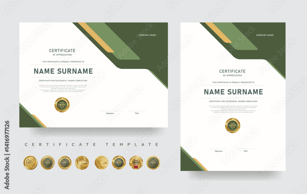 Professional certificate design featuring a geometric corner layout in ...