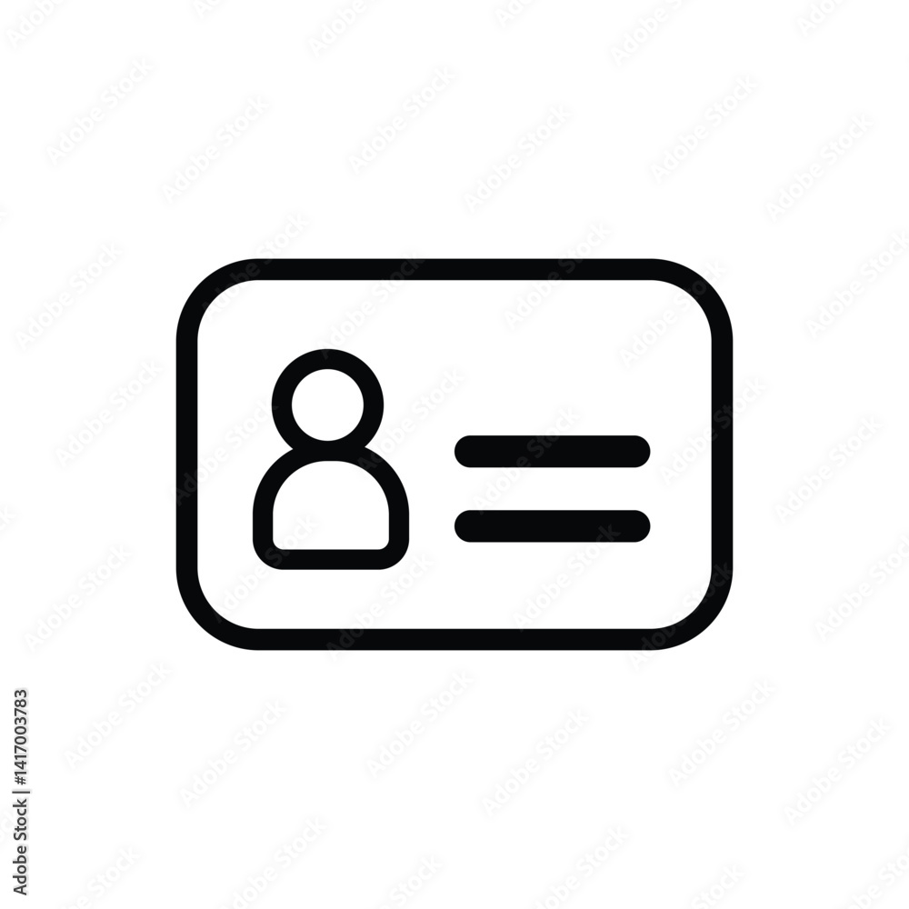 Identification Card Icon Simple, Clean Line Art Symbol for Security ...
