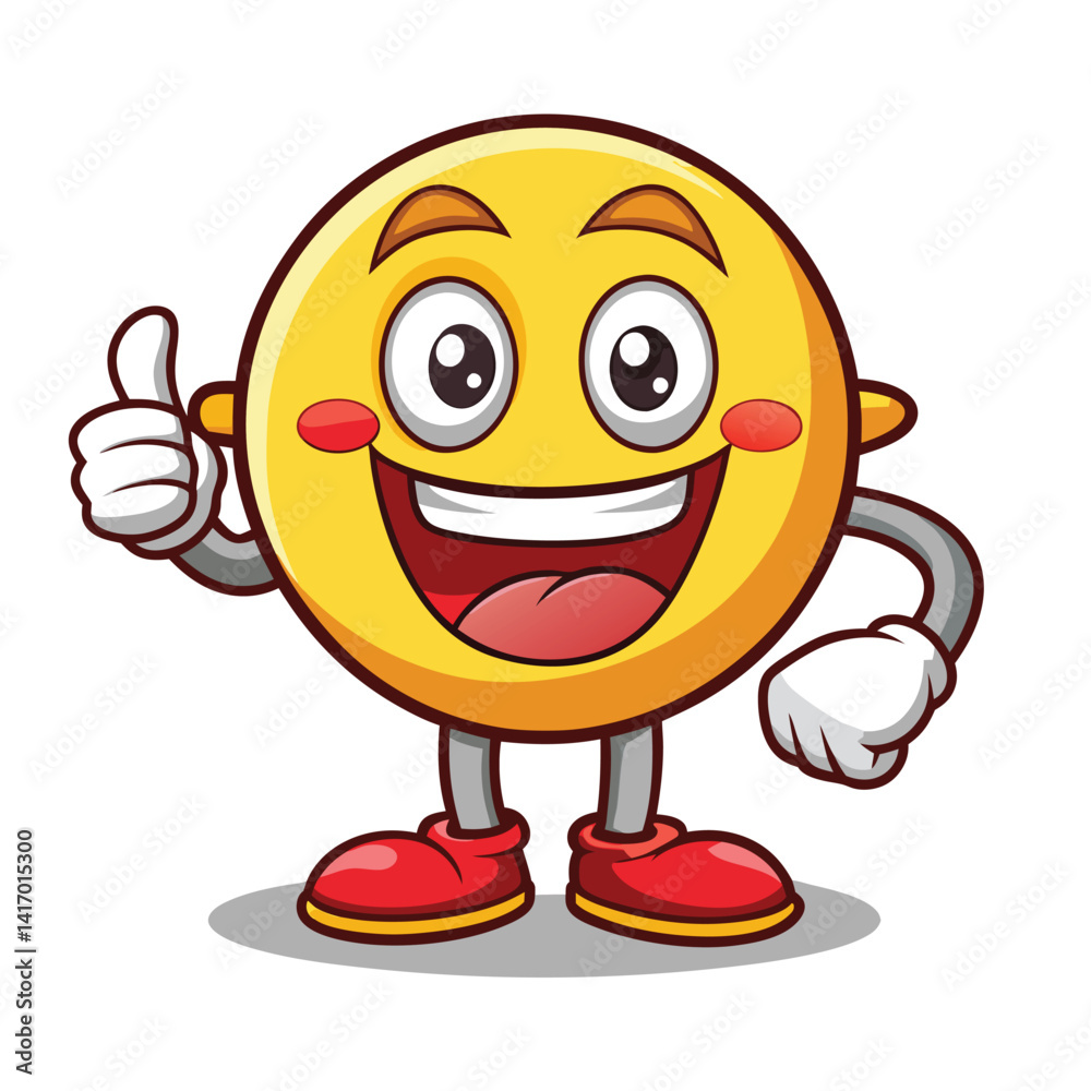 Happy emoji character giving a thumbs up の Stock ベクター | Adobe Stock